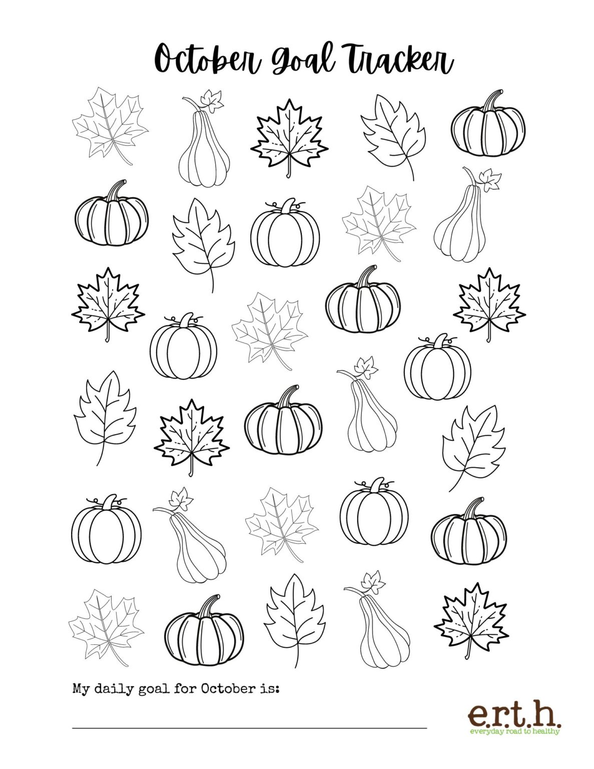 October Goal Tracker – Everyday Road to Healthy
